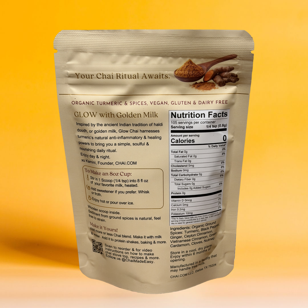 Glow Chai | Calming Turmeric Spice Blend for Golden Milk | CHAI.COM